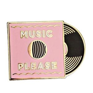 Jewelry | Music Please Retro Vinyl Record Gold Enamel Pin | Poshmark